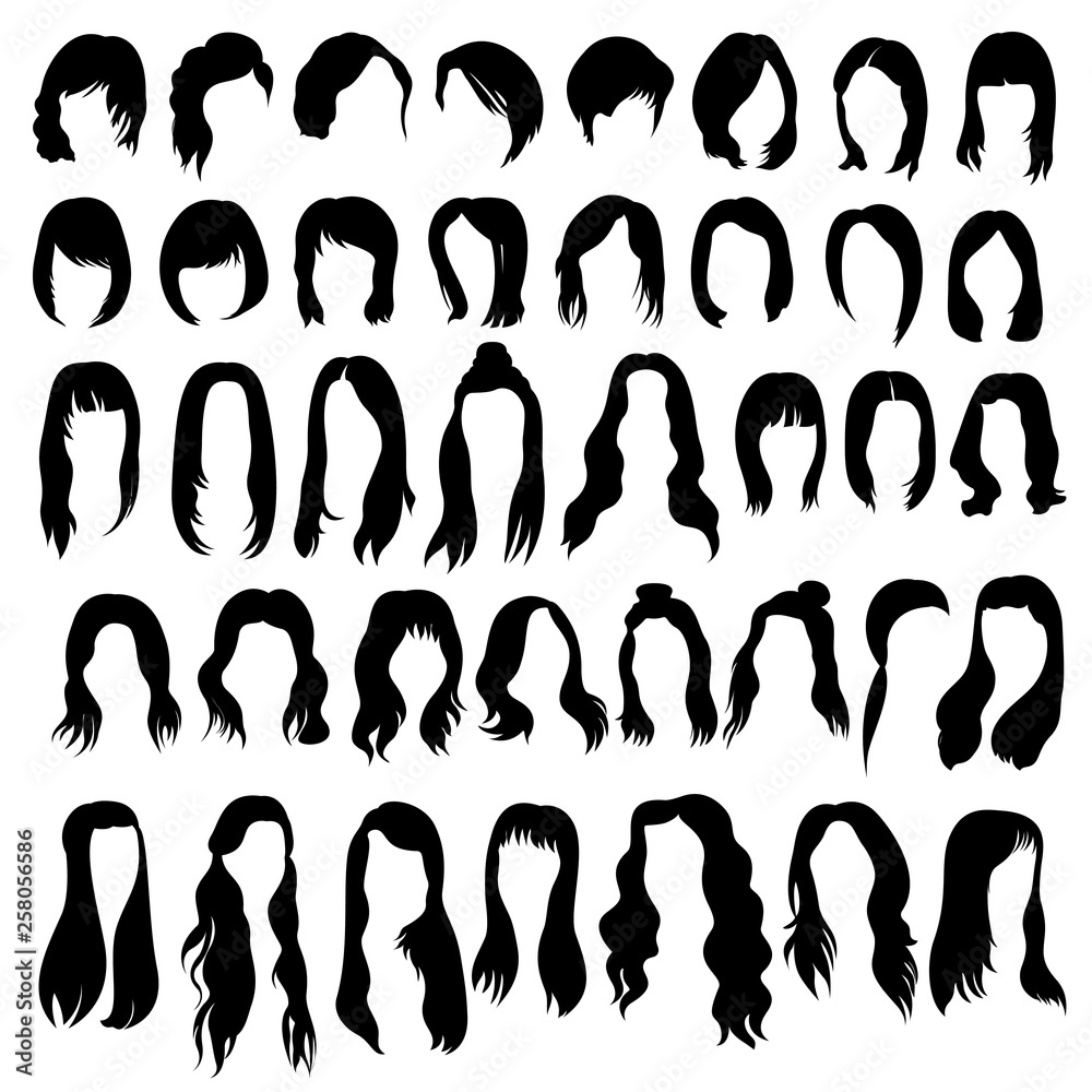Set of hairstyles and haircuts templates on white background Stock ...