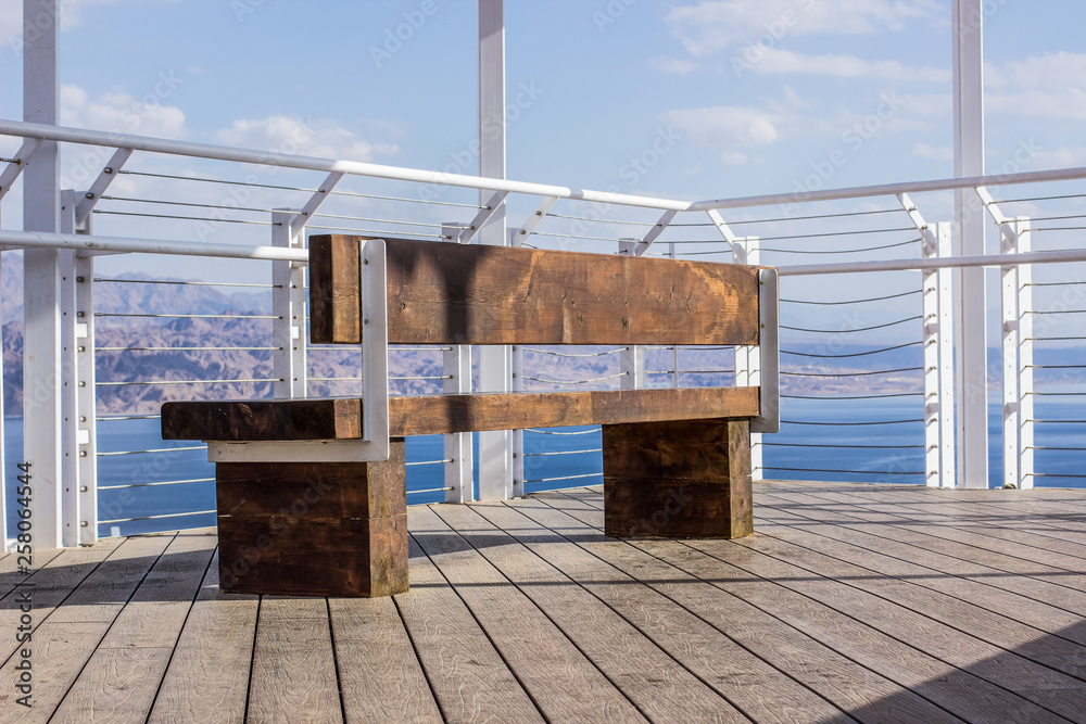 wooden bench observation deck high point white clean exterior design ...