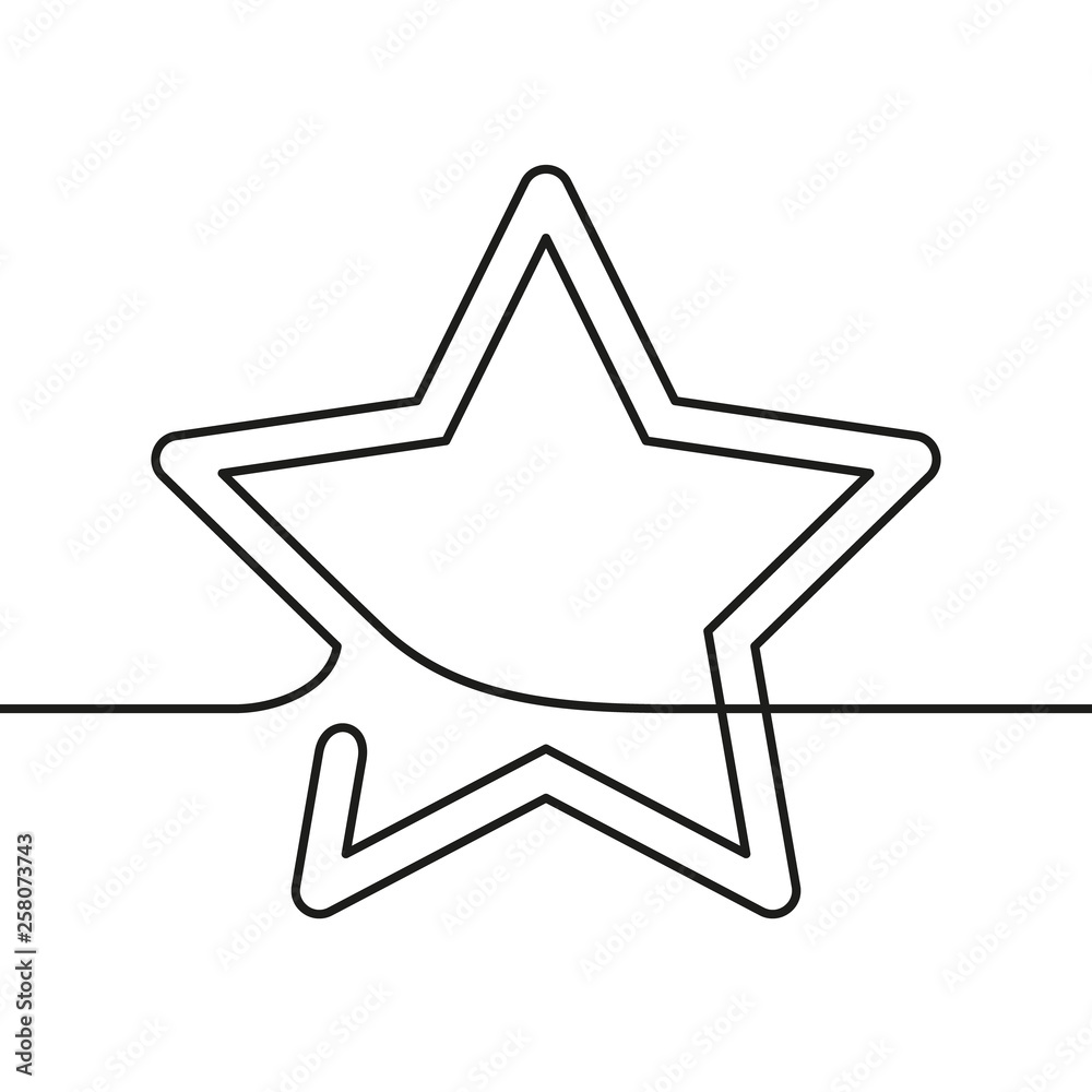 Continuous line drawing of star, Black and white minimalistic linear ...