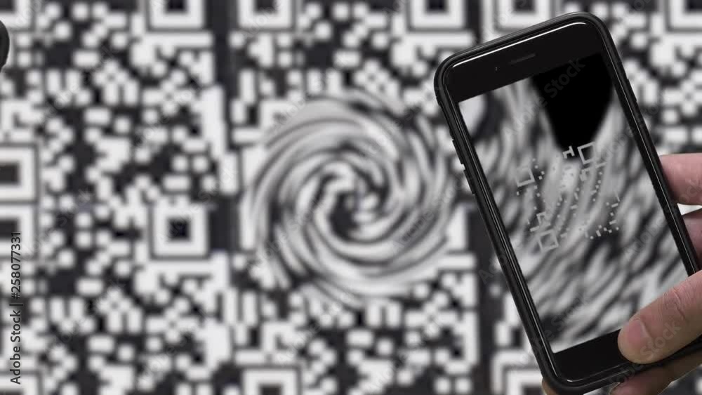 QR CODE look alike black and white pattern (CAN NOT SCAN THIS) and SMARTPHONE. Image of scanning ...