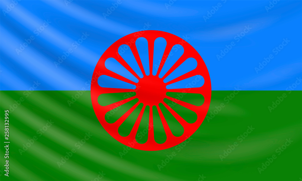 Background with realistic Romani flag on white background. Vector ...