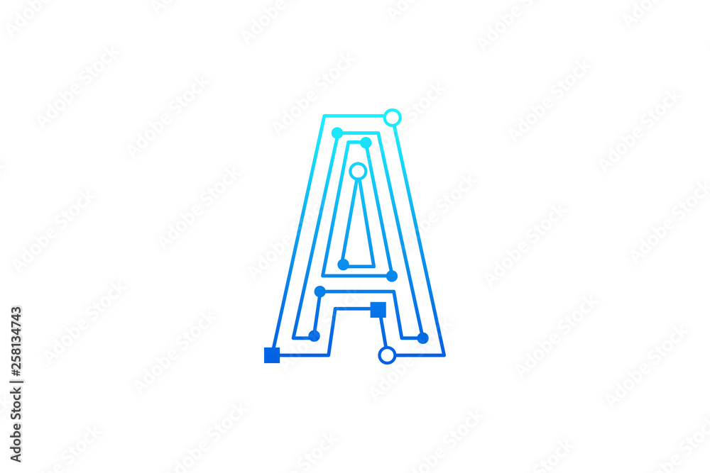 Letter A logo design template. Line art logo type design concept of ...