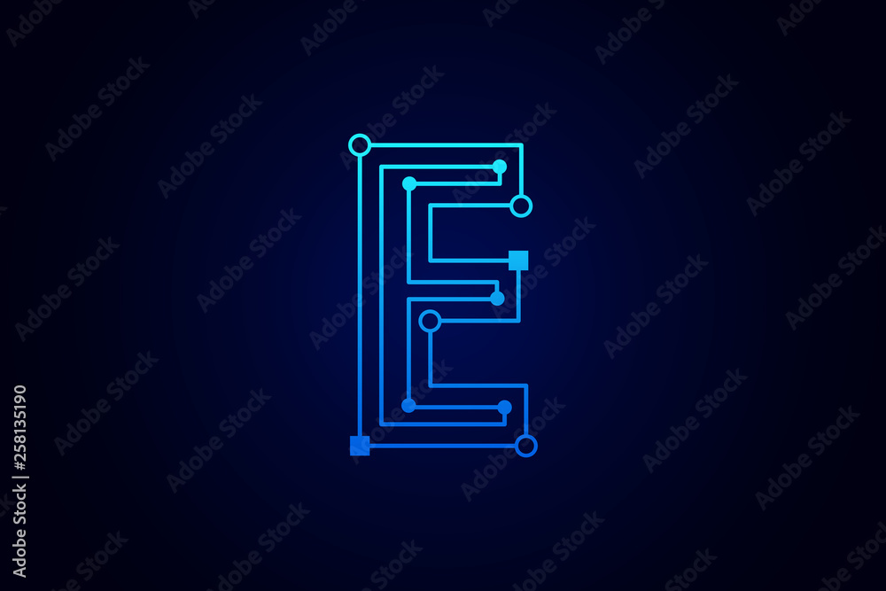 Letter E logo design template. Line art logo type design concept of ...