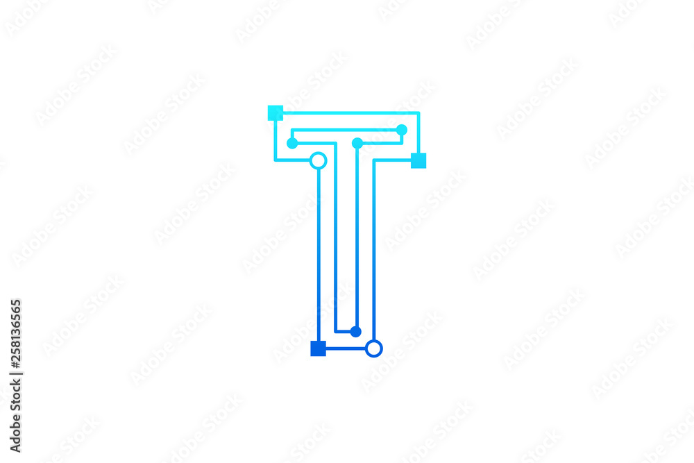 Letter T logo design template. Line art logo type design concept of ...