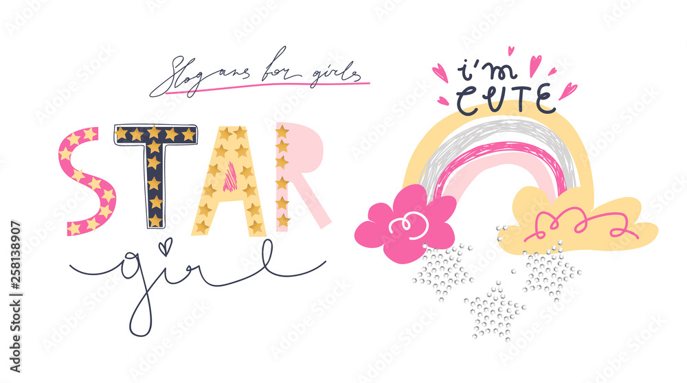 Girl slogans for t shirt. Modern print for girls. Vector illustration ...