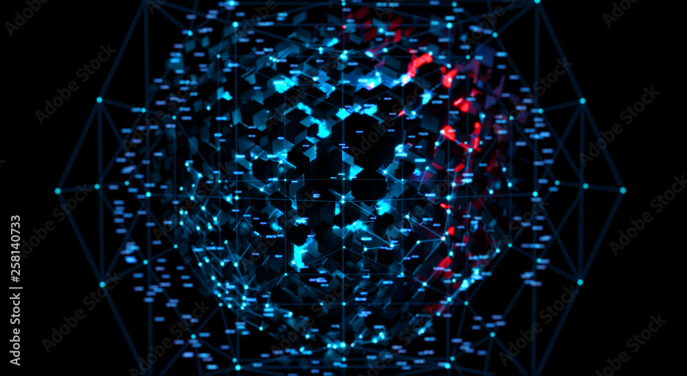 3d rendering abstract illustration of a data channel. Motion of digital ...