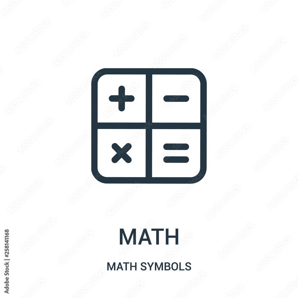 math icon vector from math symbols collection. Thin line math outline ...
