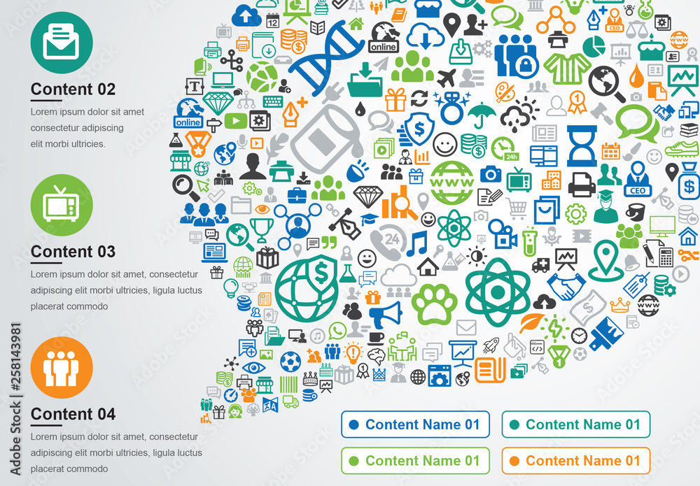 Text Bubble Infographic with Icons Stock Template | Adobe Stock