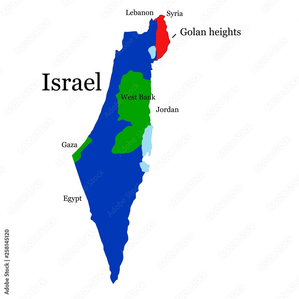 vector map of Israel and Golan Heights with neighboring countries Stock ...