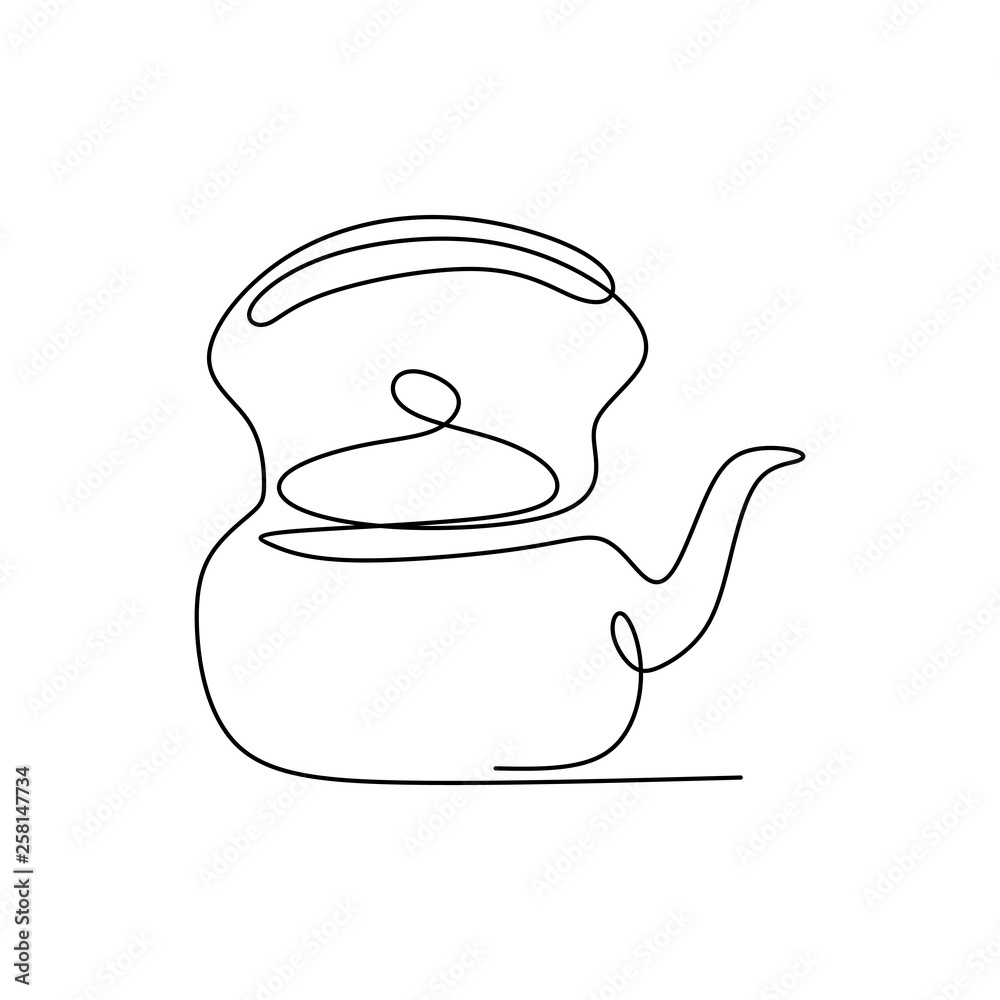 continuous line drawing of the teapot kitchen appliance. Stock Vector ...