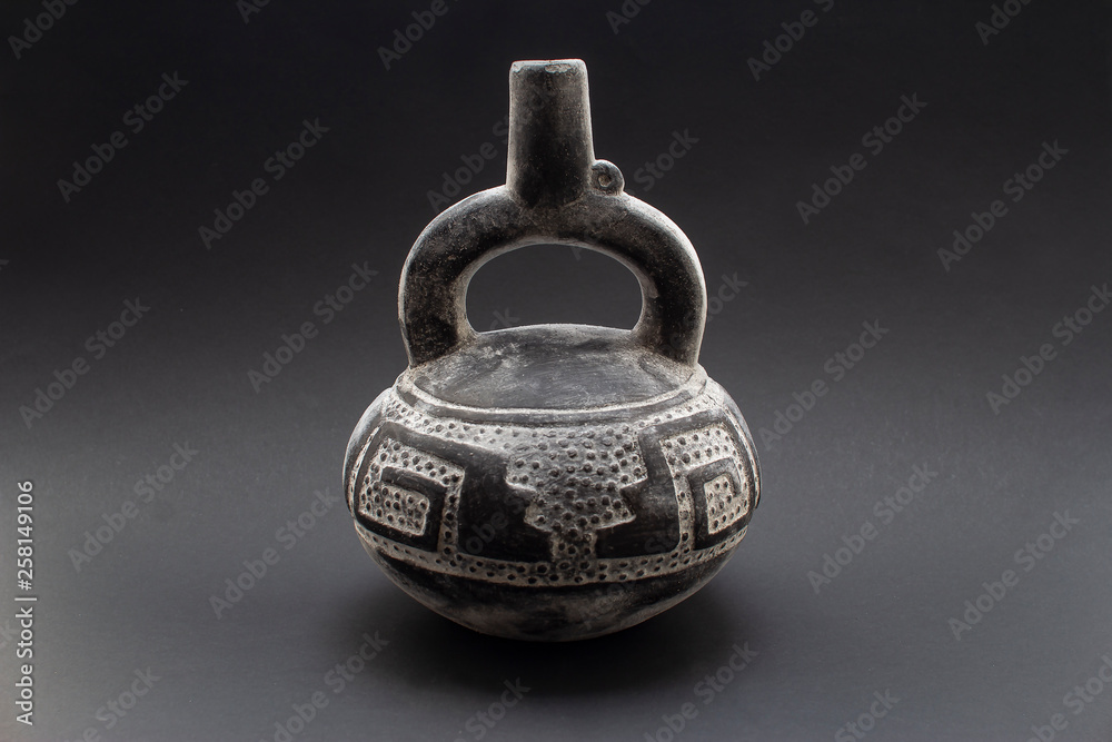 Pre-columbian ceramic pitcher or "Huaco" from Chimu, an ancient ...