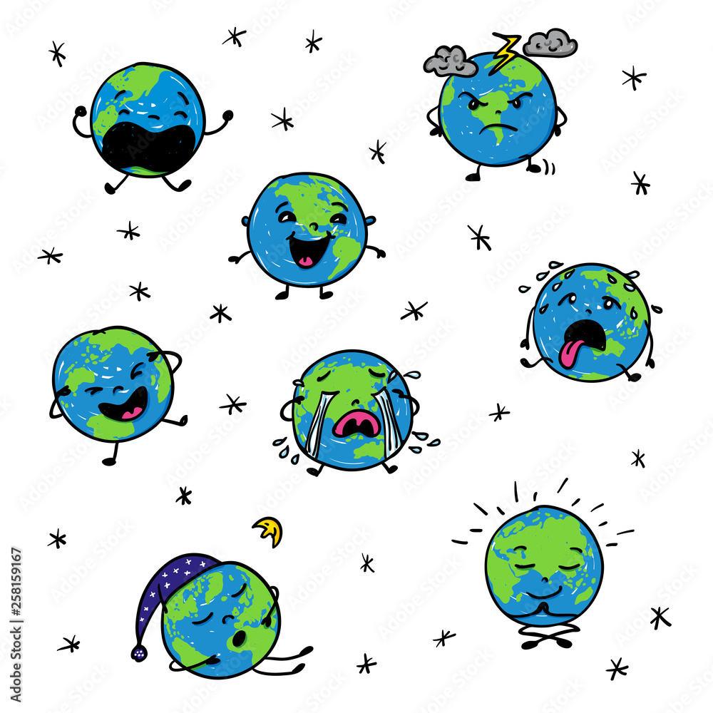 Erde im emotionalen Wandel - in verschiedenen Stimmungen Stock Vector ...