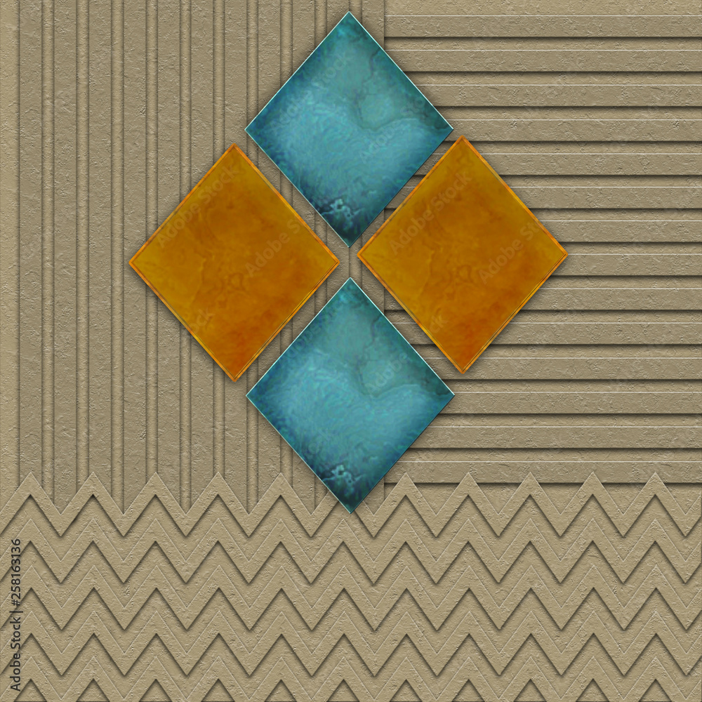 Graphic abstract square image in brown tones in 3D and texture like ...