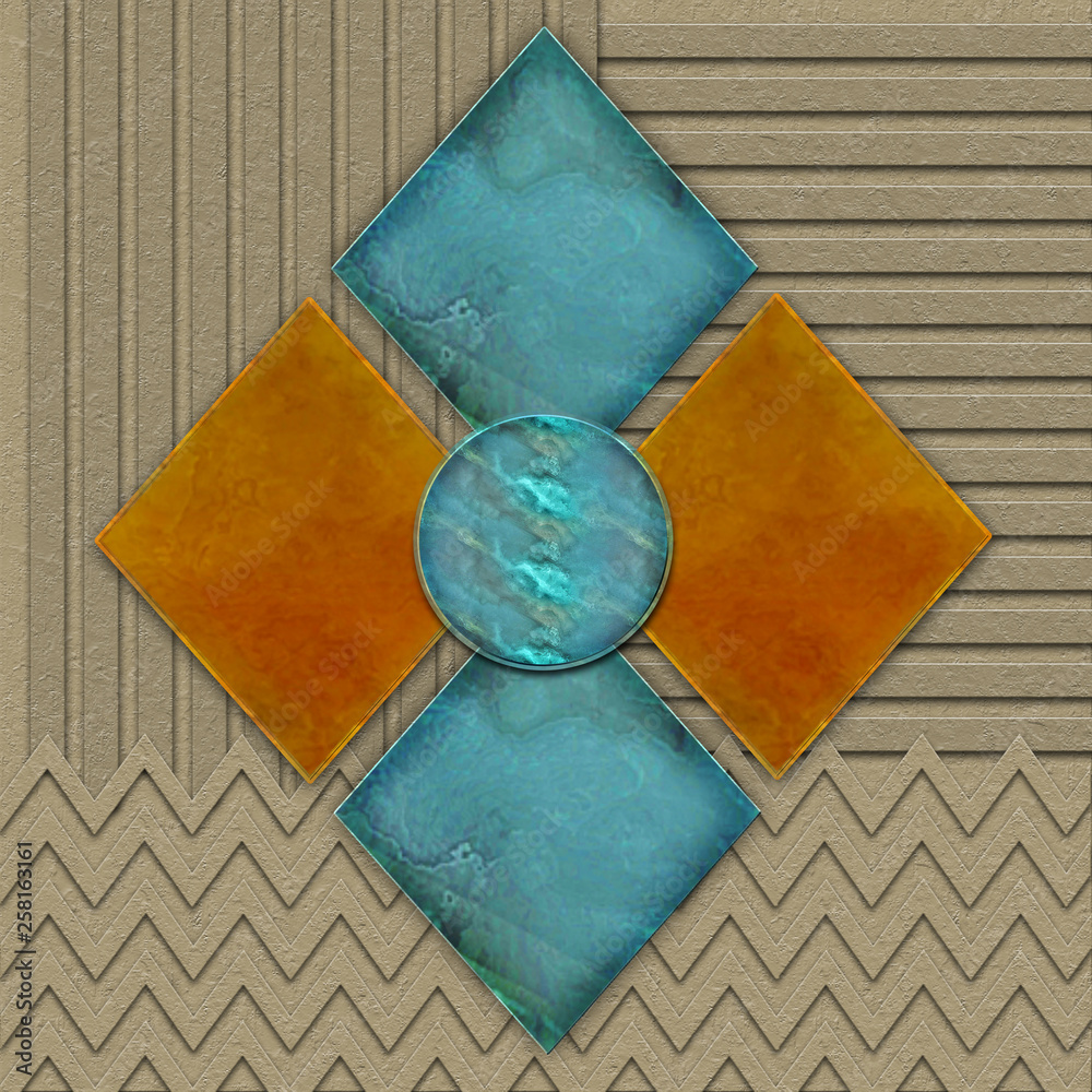 Graphic abstract square image in brown tones in 3D and texture like ...