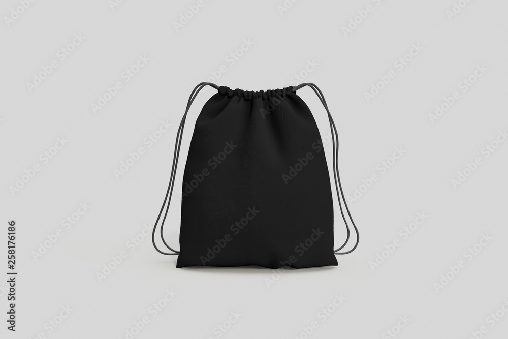 Black Drawstring Pack template Mock up of Bag.Canvas Bag with ...