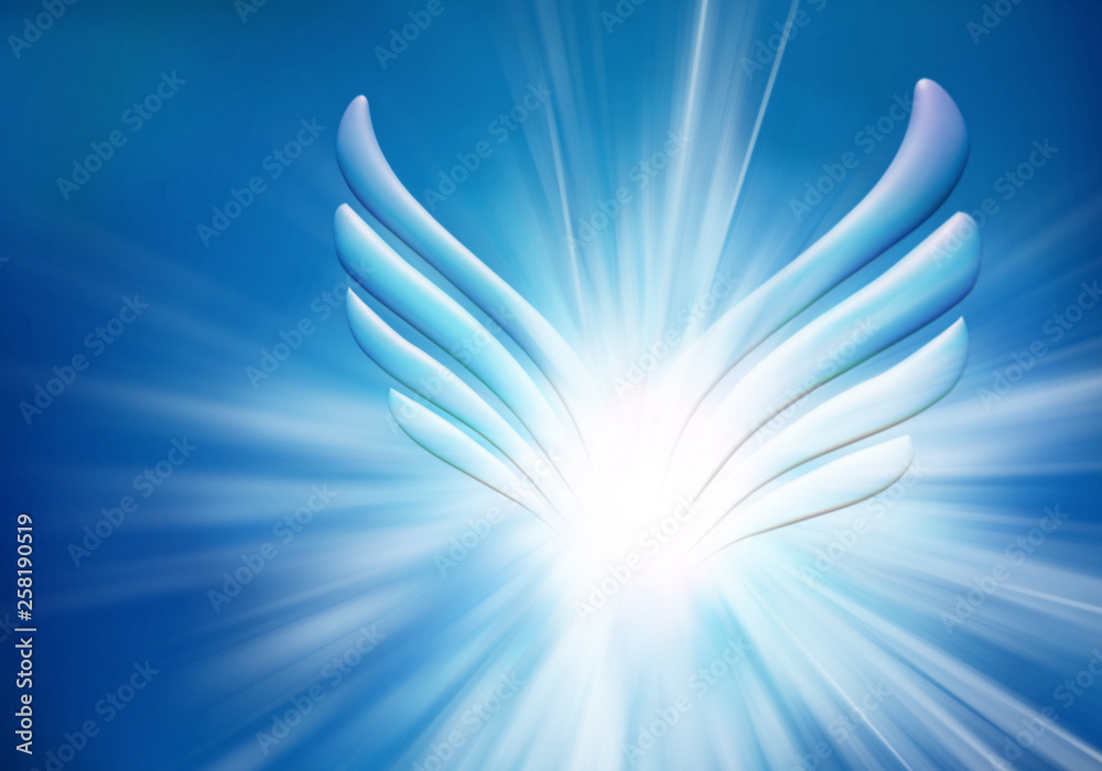 Modern abstract angel wings. Sky with bright light rays Stock ...