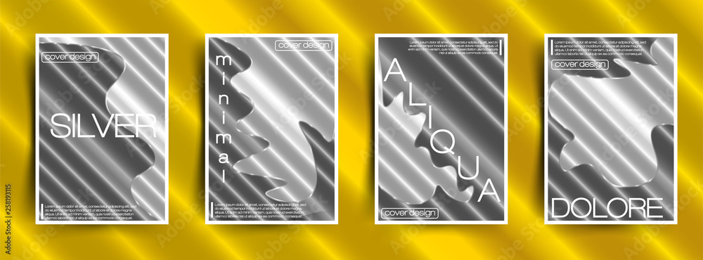 Abstract liquid silver gradient with vivid shine of lines. Design for ...
