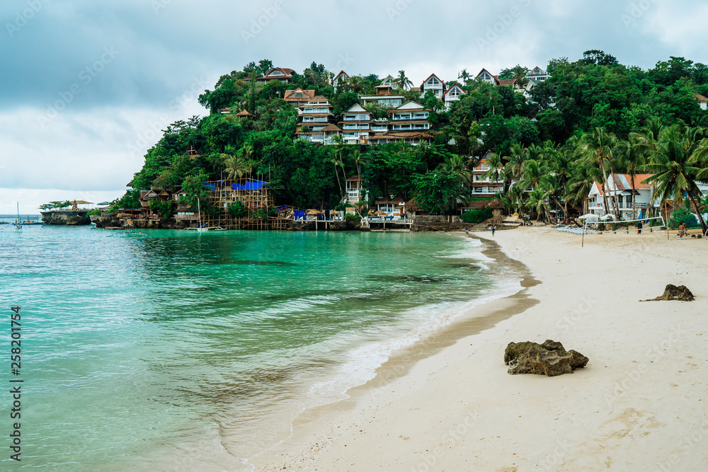 Diniwid beach view, white-sand beach in Boracay Island in the ...