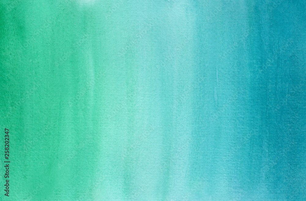Horizontal gradient from blue to green watercolor background, wash ...