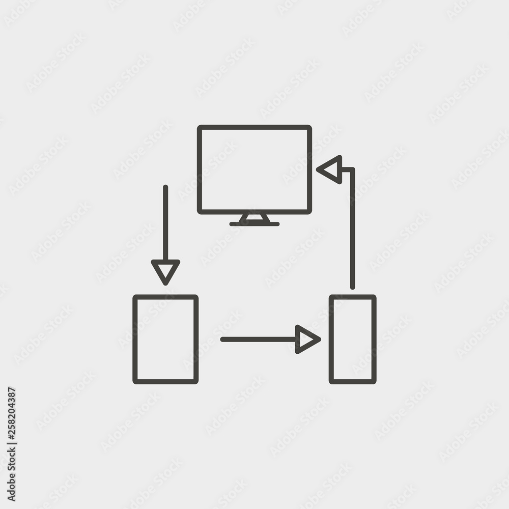 Devices, monitor, mobile, tablet, outline, icon. Web Development Vector ...
