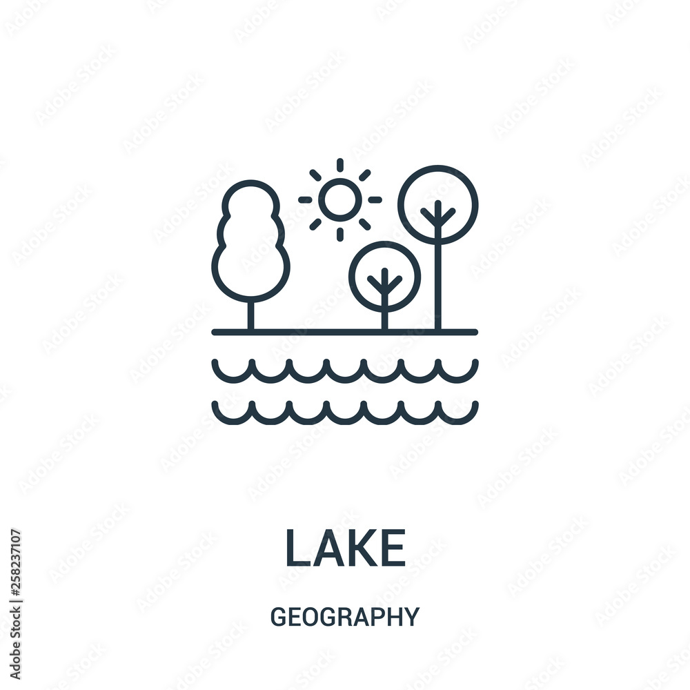 lake icon vector from geography collection. Thin line lake outline icon ...