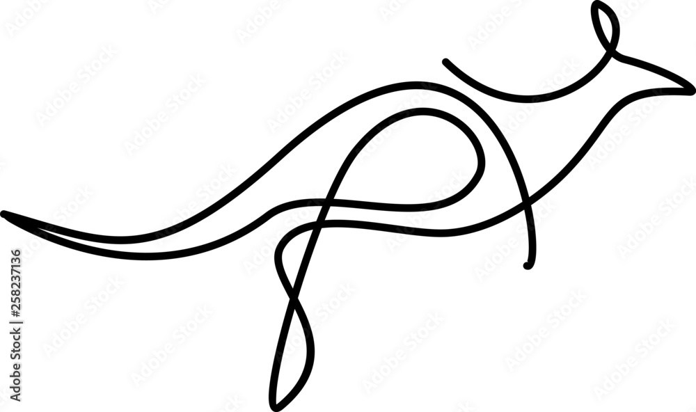 one line art style jumping kangaroo Stock Vector | Adobe Stock