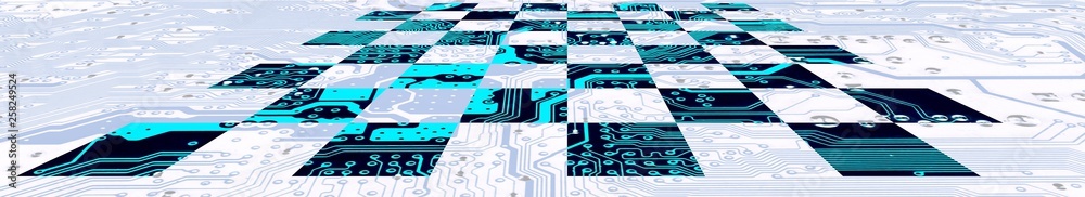 Checkerboard, chessboard, checkered plane in angle perspective. Tilted ...