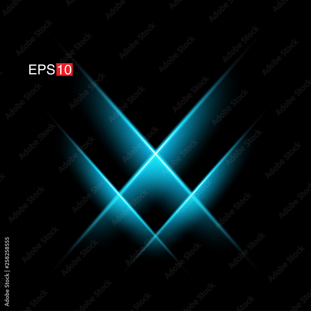 isolated cyan Rays with lens flare, Sun flare, flare on the black ...