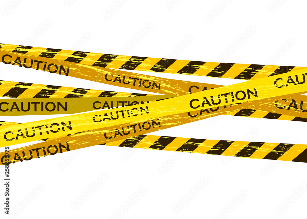 Caution lines isolated. Warning tapes. Danger signs. Vector ...