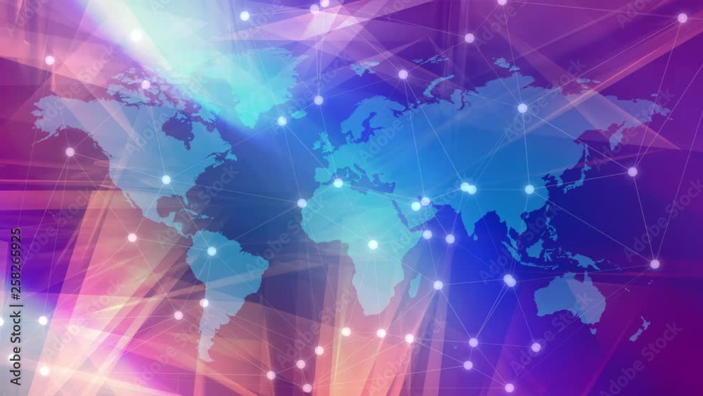 Vidéo Stock Digital global network connections 4k. Modern world map and ...