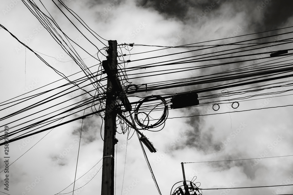 electric pole and wireselectric pole and wires, High voltage power pole ...