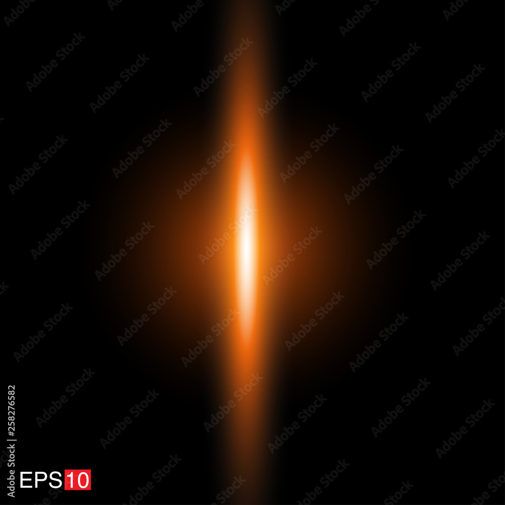 isolated orange Rays with lens flare, Sun flare, flare on the black ...