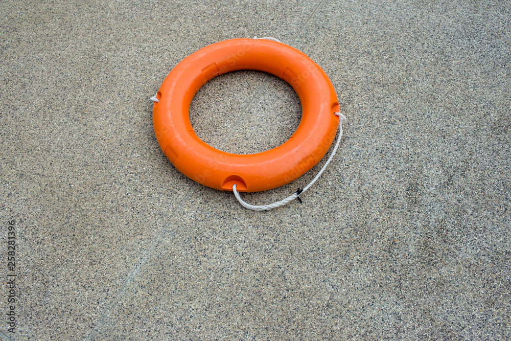 Close up lifebuoy,All Water rescue emergency equipment. white lifebuoy ...