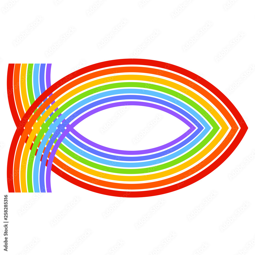 Christian symbolic fish of the seven colors of the rainbow Stock ...