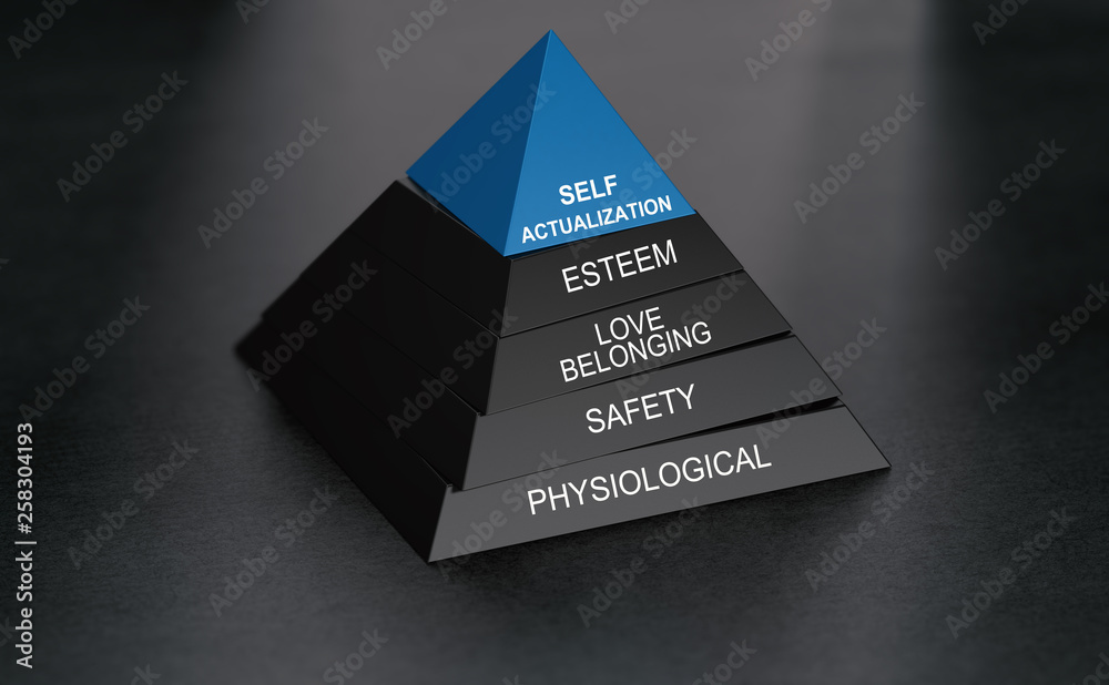 Psychology concept. Self-actualization and pyramid of needs Stock ...