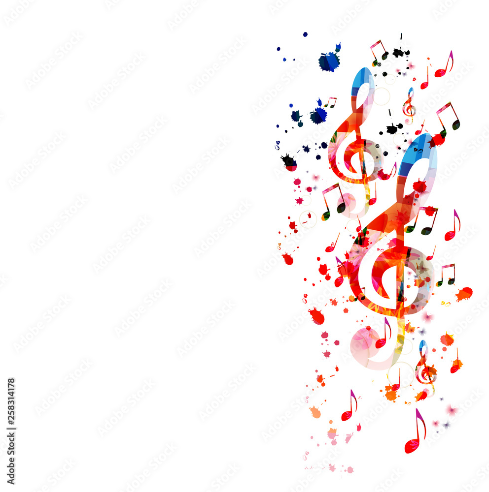 Music background with colorful music notes vector illustration design ...