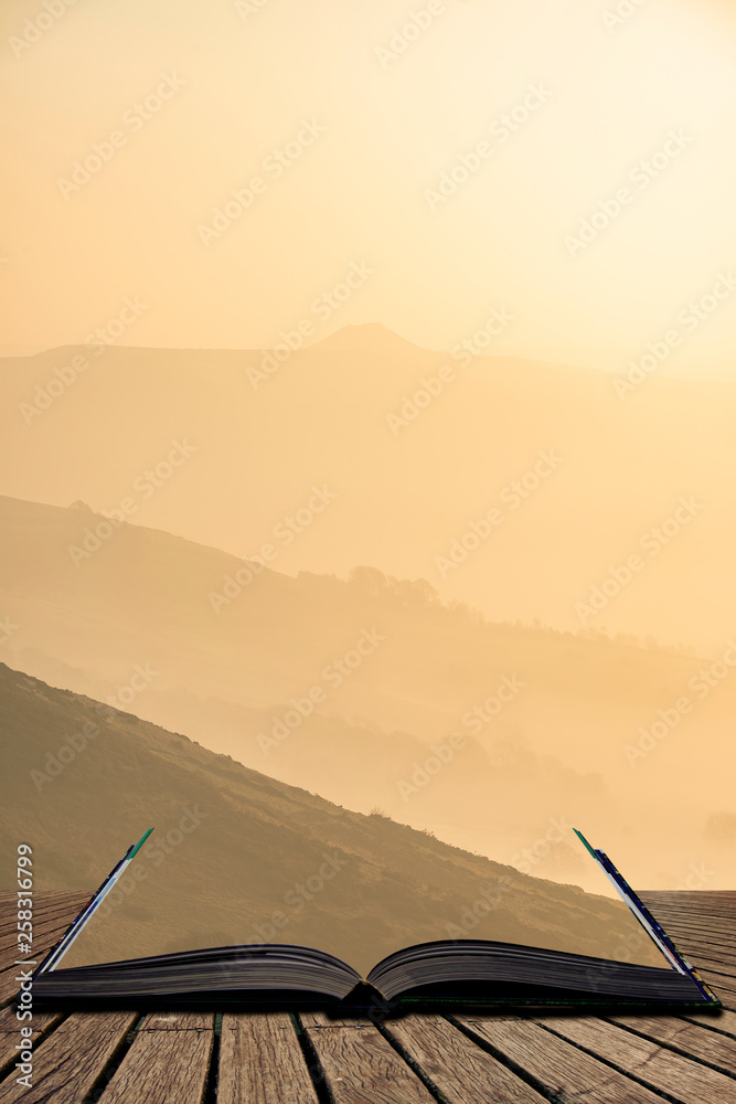 Stunning Winter sunrise landscape image of The Great Ridge in the Peak ...