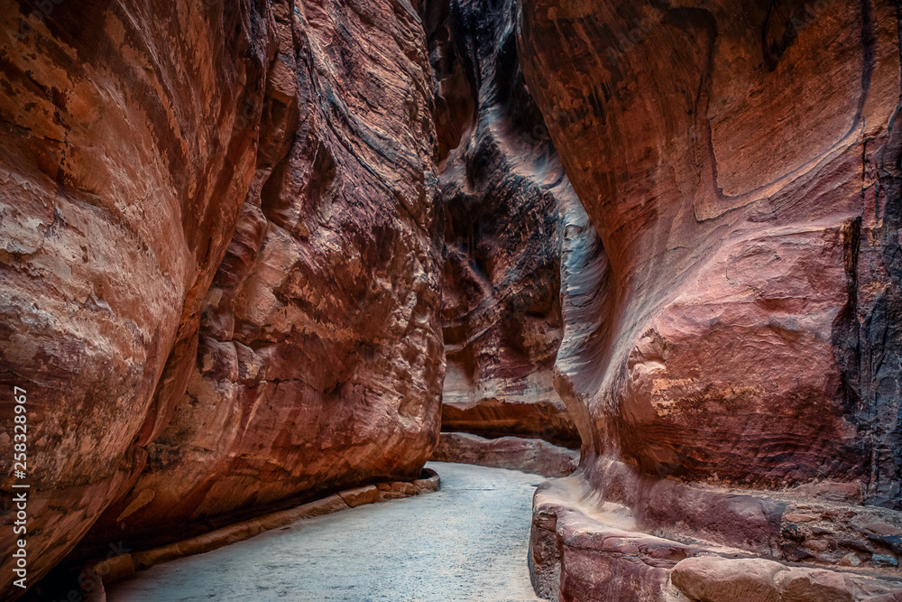 Narrow and incredibly impressive, beautiful and mystical rocky canyon ...