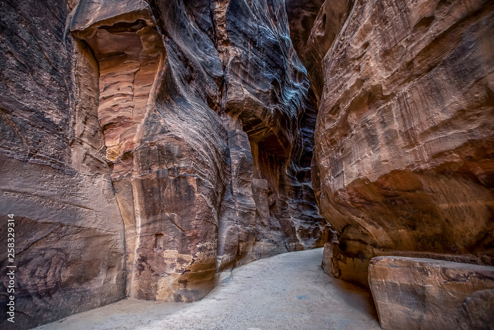 Narrow and incredibly impressive, beautiful and mystical rocky canyon ...
