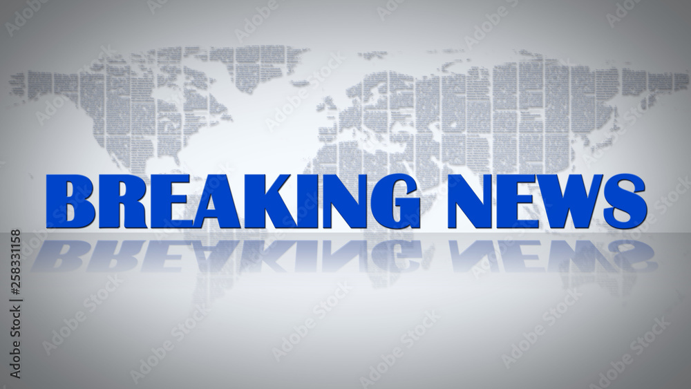 Breaking News Lettering in front of abstract world map - world globe ...