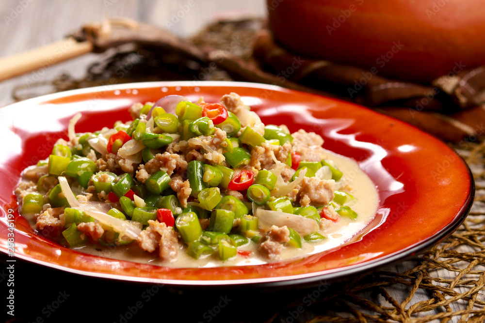 Green Beans Stewed in Spicy Coconut Milk. Gising-Gising. Filipino ...