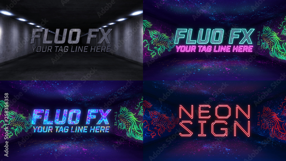 Neon and Fluorescent Graffiti Title Stock Template | Adobe Stock