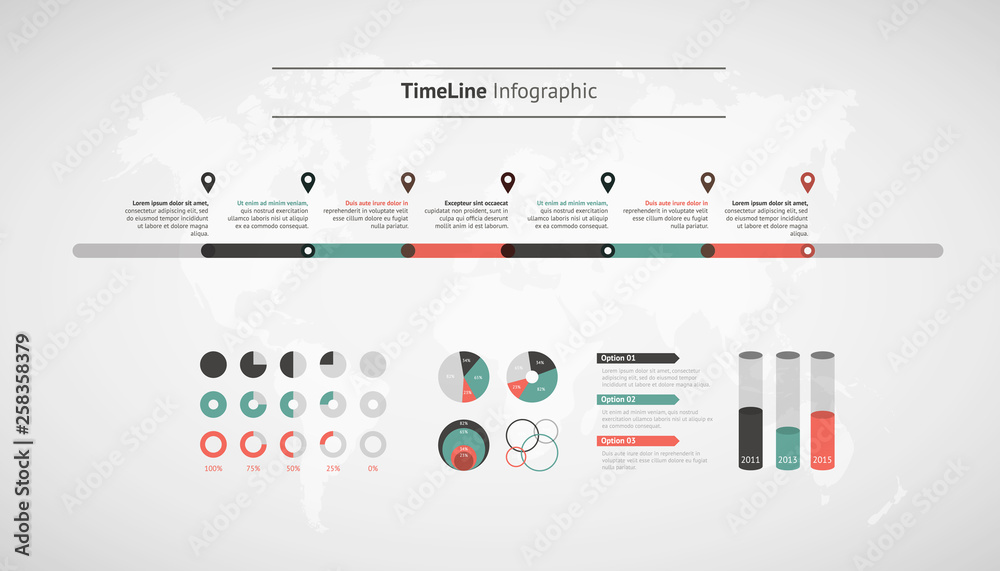 Timeline vector infographic. World map Stock Vector | Adobe Stock
