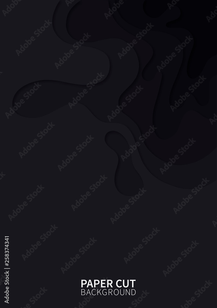 Paper cut background. Vertical banner with 3D wavy shapes layers ...