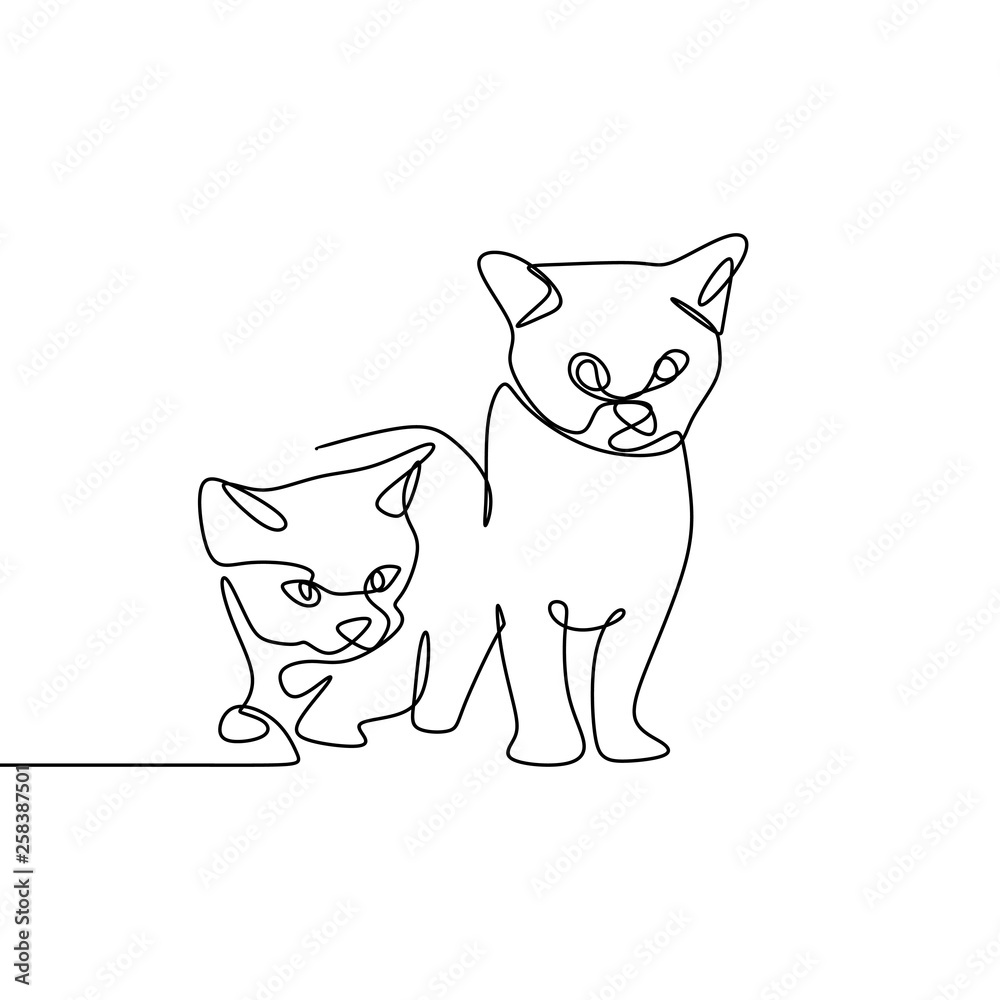 continuous line drawing of cat animals. Stock Vector | Adobe Stock