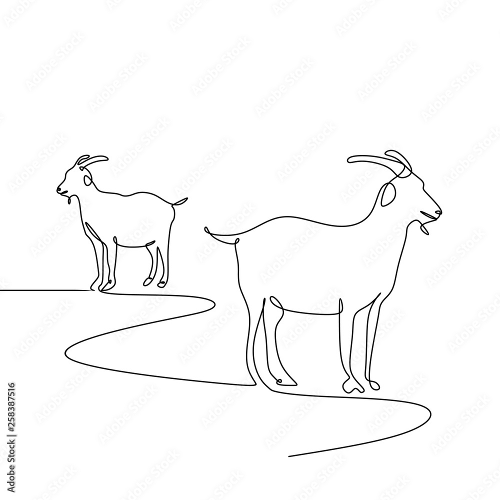 goat one line drawing minimalism style Stock Vector | Adobe Stock