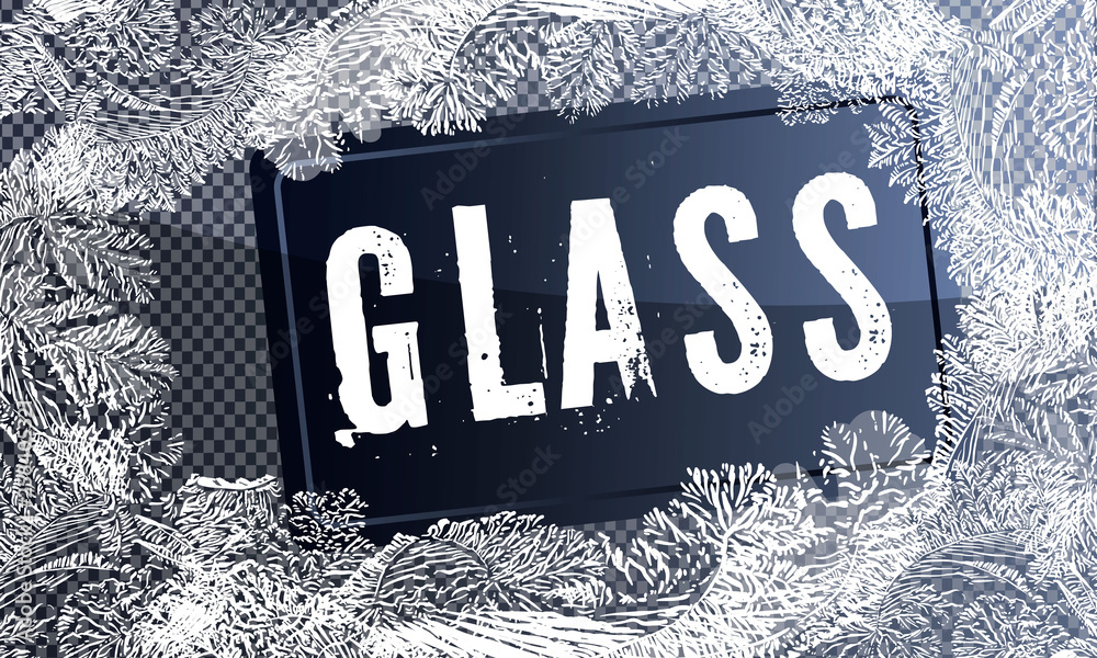 Frost glass pattern. Winter frame on transparent background. Vector ...