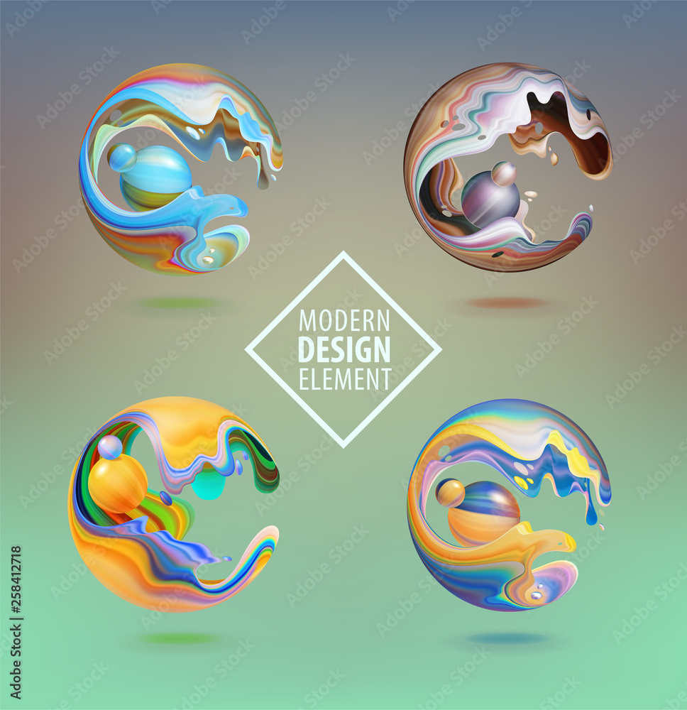 Computer graphic sphere decorated with 3d petals and design elements ...