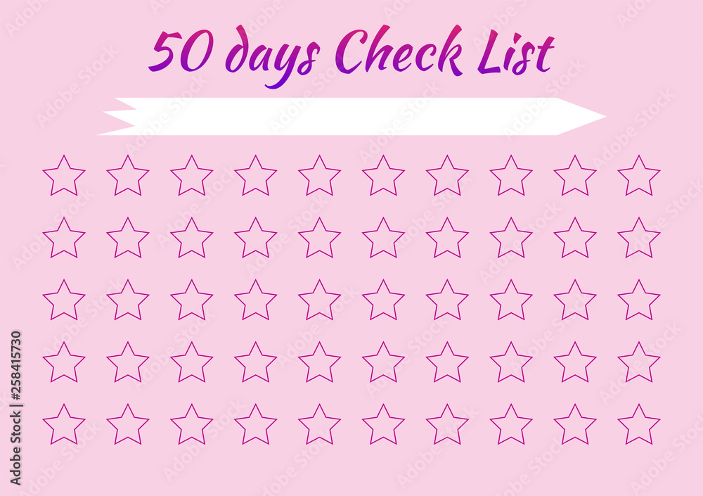 Check list. Stars for marks. Pink background. Scheduler. Tracker Habits ...