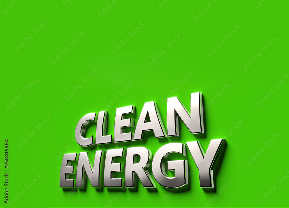 Clean energy Fuel words as 3D sign or logo concept placed on green ...